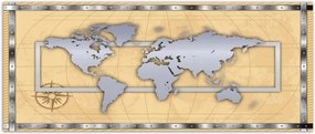 Obraz na plátně Panorama Stříbrná mapa světa 90x30