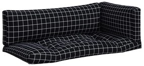 vidaXL Podušky na nábytek z palet 3 ks černé kostkovaný vzor oxford