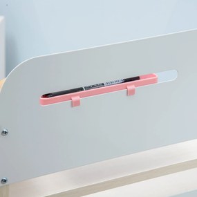 HOMCOM Dětský stůl a židle pro děti 3+ let S nastavitelnou výškou a sklopným stolním povrchem, zásuvkou a knihovnou 80x52x88-109 cm a 35.5x44.5x66-80…