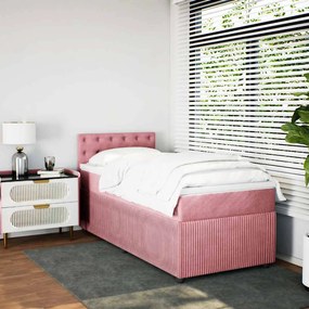Box spring postel s matrací růžová 90x190 cm samet 3289919