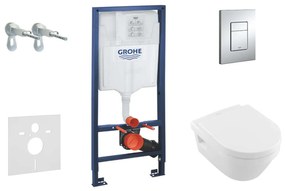 Grohe Rapid SL - Set předstěnové instalace, klozetu a sedátka Villeroy & Boch, tlačítka Skate Cosmopolitan, chrom 38528SET-KB