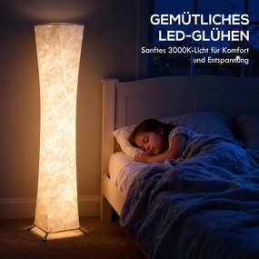 HOMCOM Stojací lampa s papírovým stínidlem, nožní spínač, 3 úrovně jasu, bílá