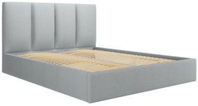 OnaDnes -20% Světle šedá látková dvoulůžková postel MICADONI Pyla 160 x 200 cm s úložným prostorem