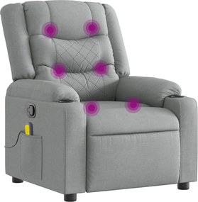 Masážní křeslo s polohovacím mechanismem, světle šedé, látkové 3206835