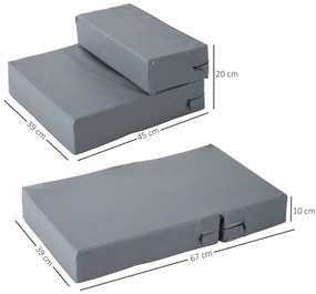 PawHut pet schody skládací dvoustupňová podložka pro psy a kočky šedá L45xW39xH20 cm ideální pro malá zvířata | Aosom.de