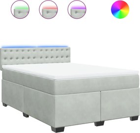 Box spring postel s matrací světle šedá 140x190 cm samet 3288618