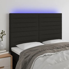 Čelo postele s LED černé 144x5x118/128 cm textil 3122564