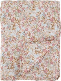 Růžovo-modrý prošívaný přehoz s květy Flowers Aix Quilt - 130*180 cm