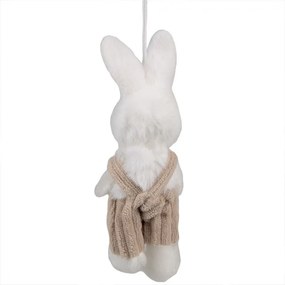 Bílý plyšový závěsný králíček v hnědých laclíkách Magiccal - 14 cm