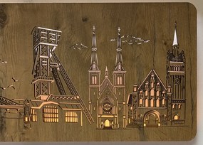 Li-Go "Ostrava" světelný obraz 230V 130x40 cm provedení povrchu: dub světlý
