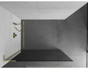 Mexen Kioto L, sprchová zástěna Walk-In 90 x 200 cm, 8mm šedé sklo, zlatý lesklý profil, 800-090-103-50-40