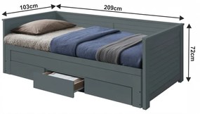 Rozkládací postel Greta (šedá) (s roštem). 1016024