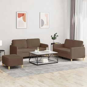 3dílná sedací souprava s poduškami hnědá textil 3202097