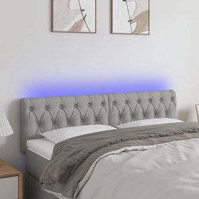 Čelo Postele S Led Světle Šedé Textil Světle Šedá - 100 x 7 x 78/88 cm