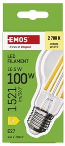 Emos lighting LED žárovka Filament A60 / E27 / 10,5 W (100 W) / 1521 lm / teplá bílá 1525743206