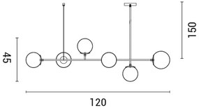 Lustr na lanku 6xE27/10W/230V zlatá