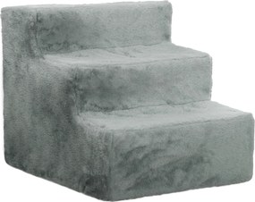 PawHut schody pro psy 3 stupně 35 cm schody pro domácí mazlíčky s plyšovým vzhledem, schody pro kočky do postele, na pohovku, pro kočky do 5 kg, svět…