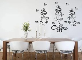 Nálepka na zeď do kuchyně šálku kávy ve tvaru srdíček 100 x 200 cm