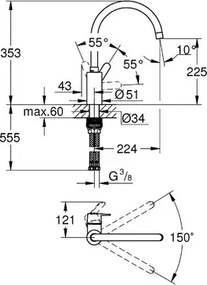 Grohe Get - Dřezová baterie chrom