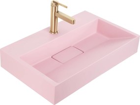 Rea Goya, umyvadlo z konglomerátu na desku/závěsné, 60 cm, růžová matná, REA-U4411