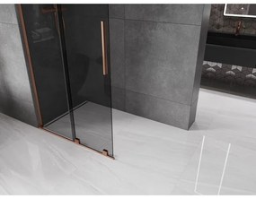 Mexen Velar L, posuvná sprchová zástěna Walk-in 110 x 200 cm, 8mm šedé sklo, růžové zlato, 871-110-003-43-60