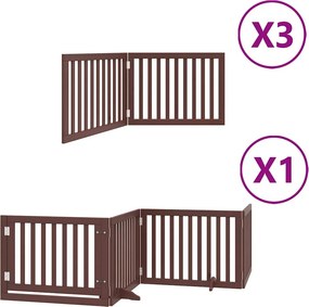 Zábrana pro psy s dvířky skládací 10 panelů hnědá 800 cm topol 3155691