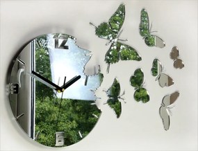 M.Clock Nástěnné hodiny motýli 30x54cm premium různé barvy Barva: hliníkové