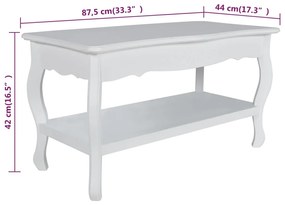 vidaXL Marketos Konferenční stolek s 2 policemi bílý MDF