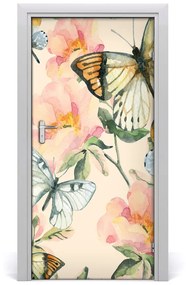 Samolepící fototapeta na dveře růže i Motýli 85x205 cm