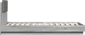 Rám postele s čelem šedý sonoma 100 x 200 cm kompozitní dřevo 3209938