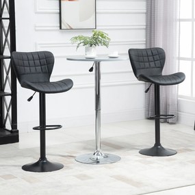 HOMCOM barová židle sada 2 ks retro design výškově nastavitelná 360° otočná černá kůže pro domácí kancelář stabilní 47 x 51,5 x 89-109 cm | Aosom.de