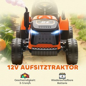AIYAPLAY Elektrický dětský traktor, sedací traktor s dálkovým ovládáním, měkký start, pro děti ve věku 3-8 let, oranžový
