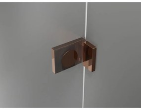 Mexen Lunar T, sklápěcí sprchový kout levý 110 x 110 cm, 8mm čiré sklo, profil růžové zlato, 834T-110-110-60-00-L