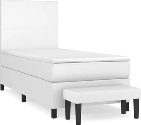 Box spring postel s matrací bílá 80 x 200 cm umělá kůže 3137510