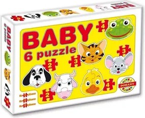 DOHÁNY Baby puzzle Zvířecí hlavičky 6v1 / 2-4 dílky / od 2 let