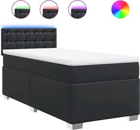 Box spring postel s matrací černá 100x200 cm umělá kůže 3288408