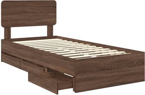 Rám postele se zásuvkou Hnědý dub 100 x 200 cm Dřevěný materiál 3412219