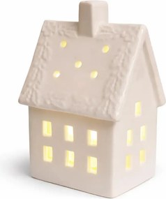 LED dekorace keramický domeček, 8,5 × 6,9 × 12,9 cm, teple bílá, 2× LR44