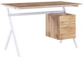 Psací stůl se zásuvkou 120 x 60 cm světlé dřevo/bílý ASHLAND Beliani