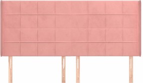 Čelo postele typu ušák růžové 183x16x118/128 cm samet 3119645