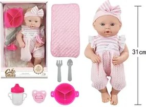 TEDDIES Panenka miminko s doplňky / 28 cm / Pevné tělo / Doplňky v bal