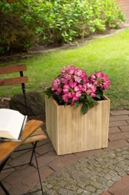 Dřevěný květináč BLOCK, akácie, výška 43 cm, hnědý