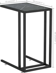 Stolek na notebook černý mramor 50 x 35 x 65 cm tvrzené sklo 331651