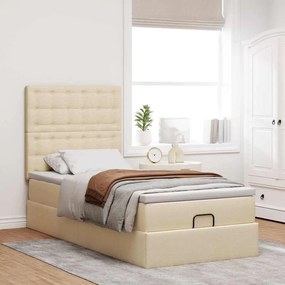 Osmanský rám postele s matrací krémově 80x200cm textil 3313283