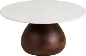 Bílý/v tmavě přírodní barvě kulatý konferenční stolek s mramorovou deskou ø 70 cm Heide – House Nordic