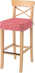 Sedák na židli IKEA Ingolf - barová barva červená látka vzorované