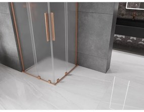 Mexen Velar L Duo, sprchový kout s posuvnými dveřmi 100 x 100 cm, 8mm sklo námraza, měděná matná, 871-100-100-02-33-65