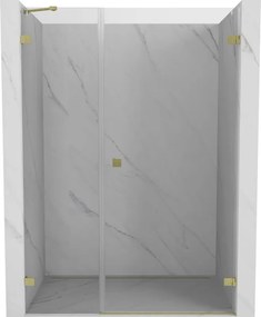 Mexen Lunar-B, otočné sprchové dveře pravé 150 cm, 8mm čiré sklo, zlatý matný profil, 832S-150-050-55-00-P