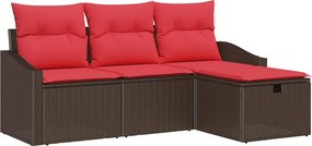 Set pohovek 4 ks Hnědá Poly ratan 3359253