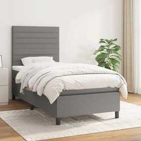vidaXL Box spring postel s matrací 90x190 cm textil [3141822] Barva: Tmavě šedá